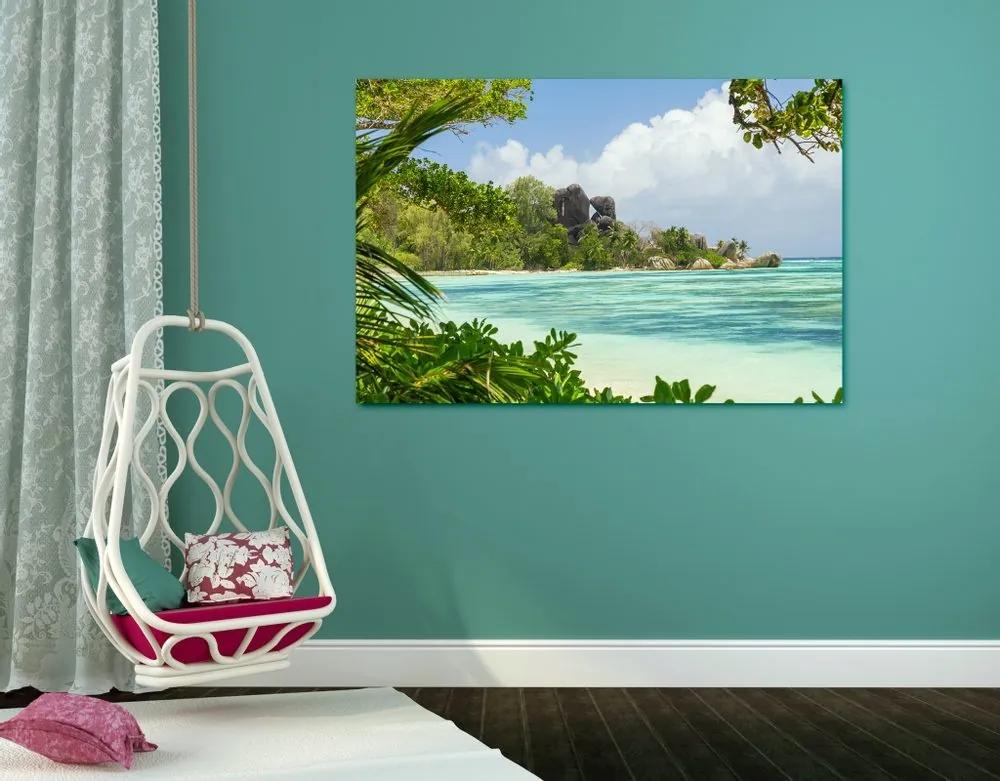 Obraz nádherná pláž na ostrově La Digue - 90x60 cm