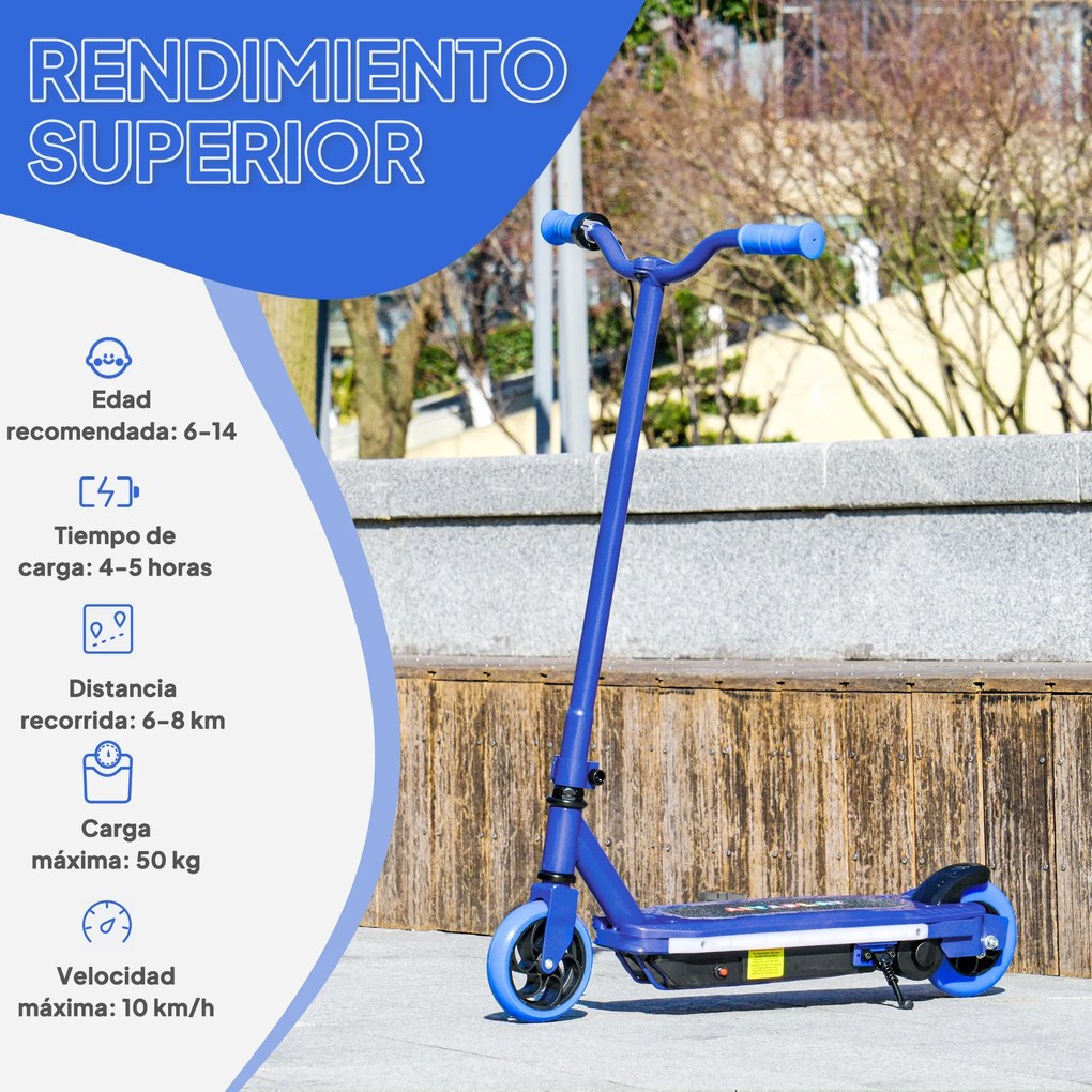 Elektrická koloběžka AIYAPLAY pro děti 6-14 let, max. 10 km/h, 80 W motor, maximální dojezd 8 km, koloběžka pro děti s LED světly a zadní brzdou, mod…