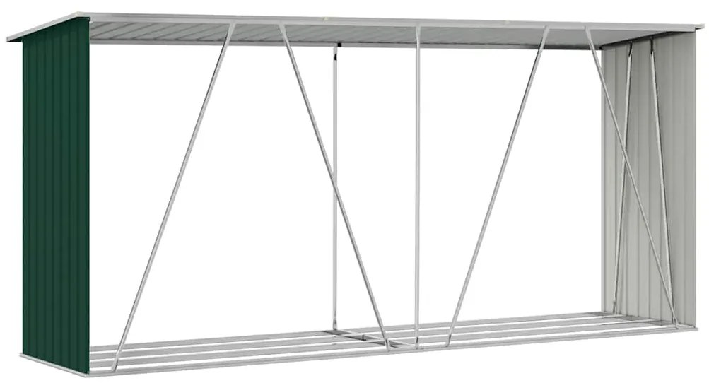 vidaXL Marketos Zahradní kůlna na dříví pozinkovaná ocel 330x84x152 cm zelená