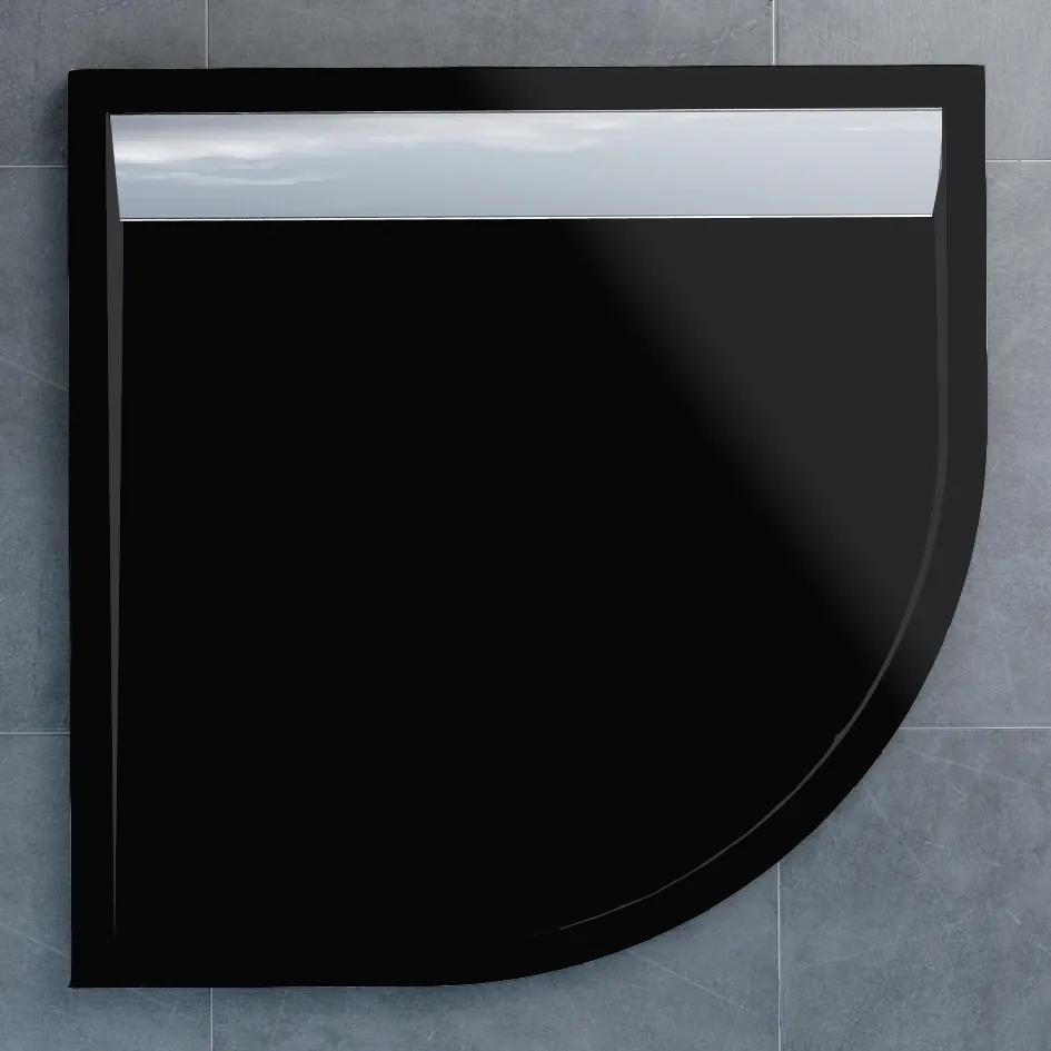 SanSwiss Ila Sprchová vanička čtvrtkruhová 90 cm černá Barva krytu  sifonu: Bílá