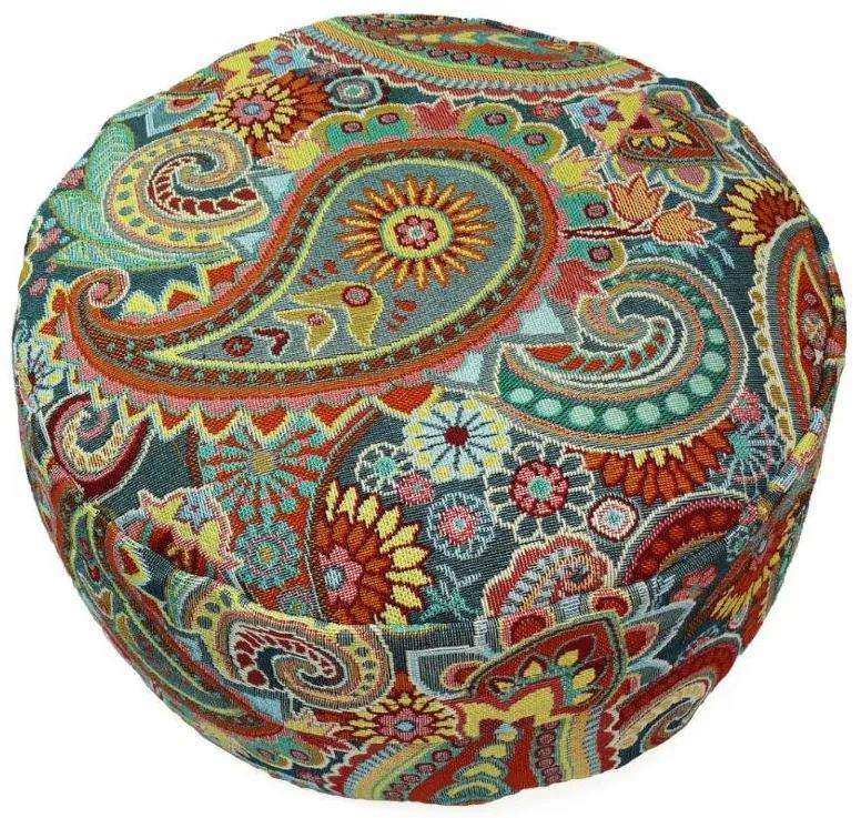 S radostí - vlastní výroba Meditační polštář Kašmír - Gobelínová látka Velikost: ∅35 x v25 cm