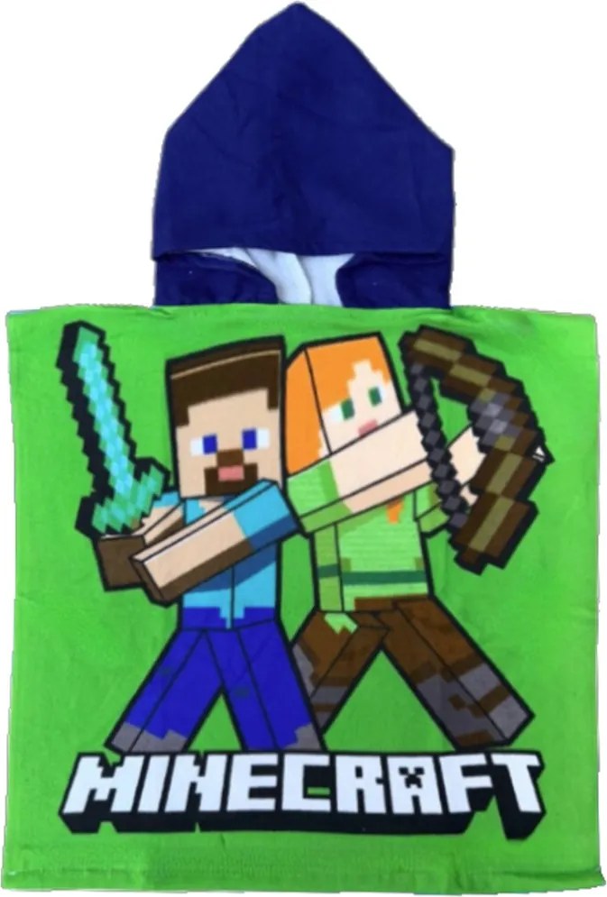 Dětské plážové pončo z mikrovlákna Minecraft - Alex a Steve