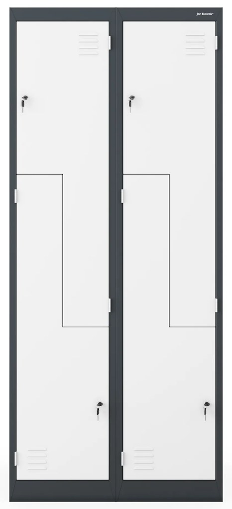Šatní skříň typu L 4-boxová, antracitovo-bílá, 800x1850x450 mm: JULIA