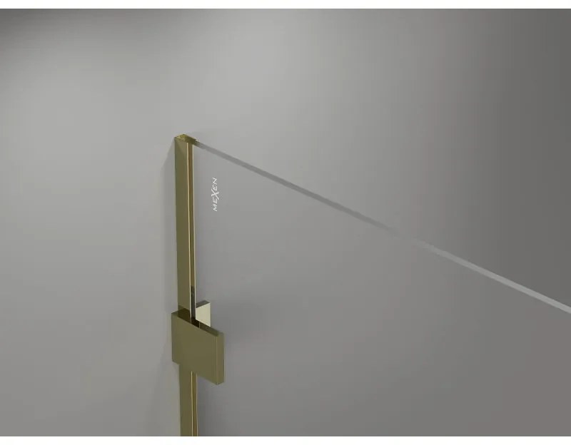 Mexen Lunar sprchová stěna levá 70 x 200 cm, 8mm čiré sklo, zlatá lesklá, 830-070-000-50-00-L