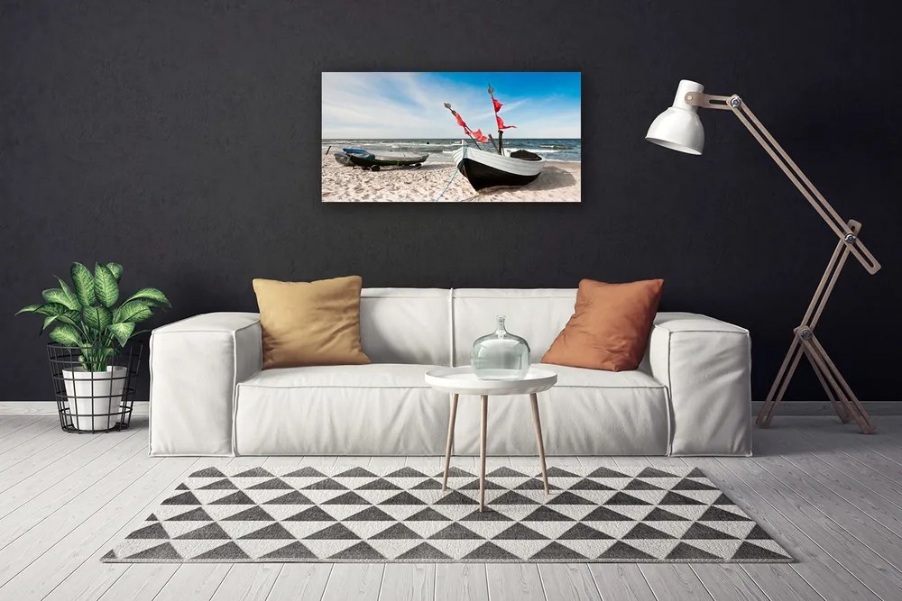 Obraz na plátně Loďka Pláž Krajina 100x50 cm