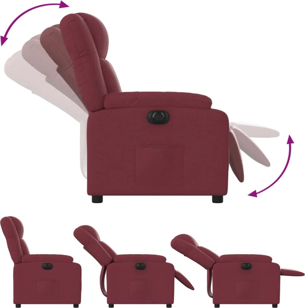 Elektrické polohovací křeslo vínové textil 3205181