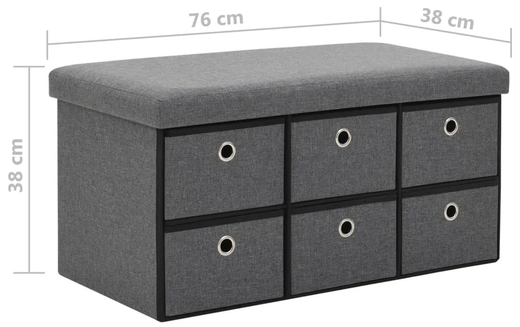 Skládací úložná lavice umělý len 76 x 38 x 38 cm tmavě šedá - Default Title