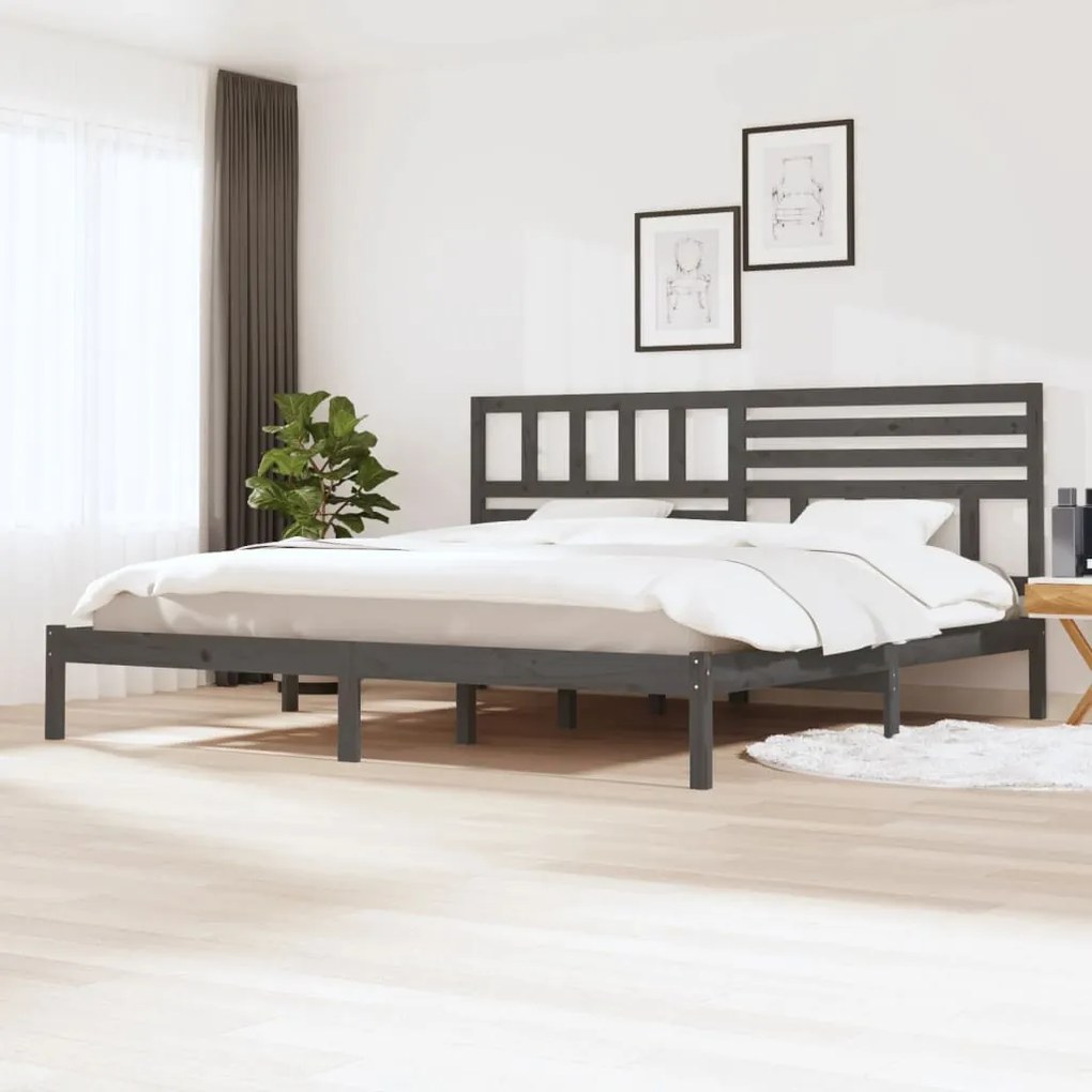 Rám postele šedý masivní borovice 200 x 200 cm 3101045