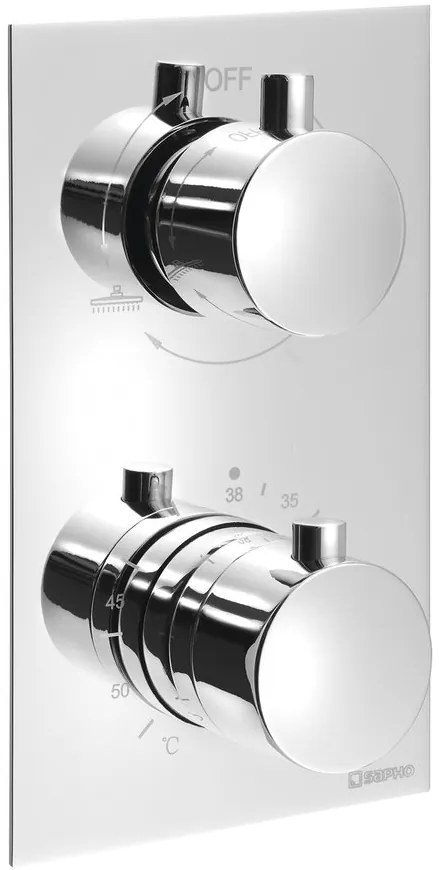 SAPHO - KIMURA podomítková sprchová termostatická baterie, 2 výstupy, chrom KU385