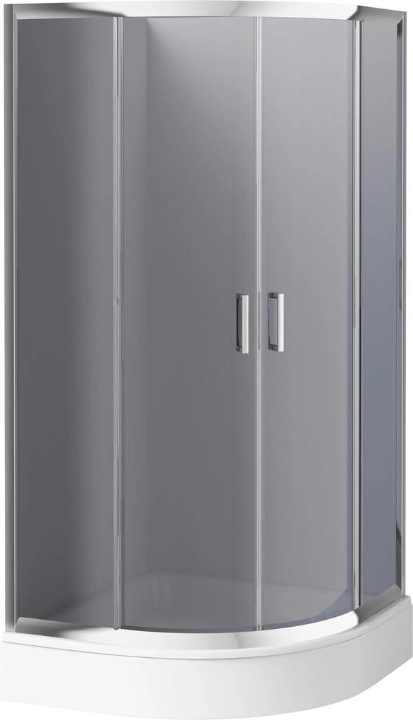 Deante Funkia, čtvrtkruhový sprchový kout s posuvnými dveřmi 80x80 cm, výška 185cm, 5mm šedé sklo, chromový profil, KYP_452K