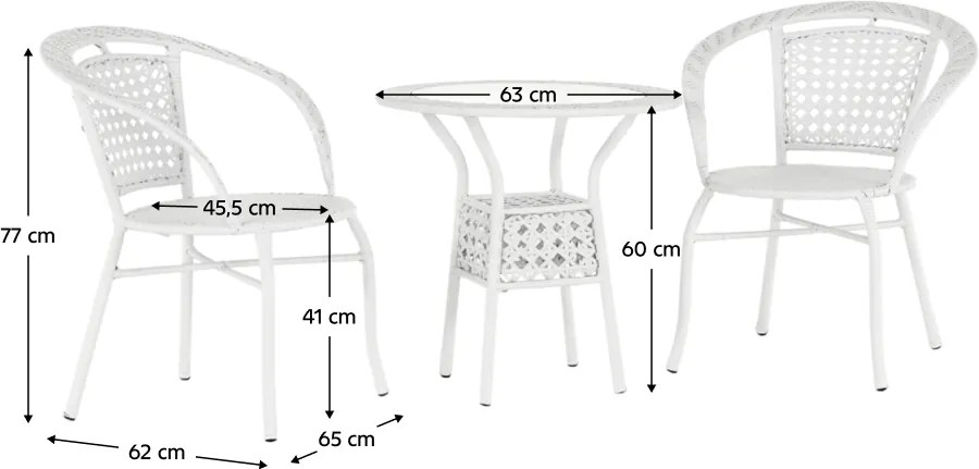 Zahradní ratanový set 1+2, bílá, JENAR