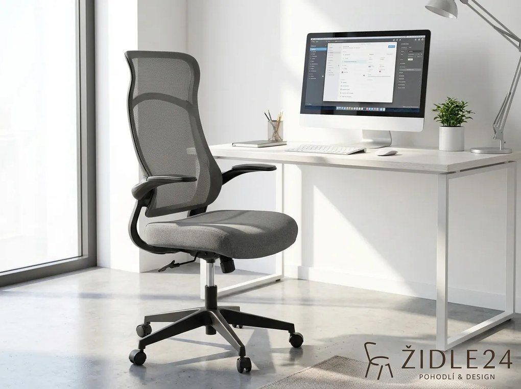 Ergonomická kancelářská židle DOMINIQUE - šedá síťovina