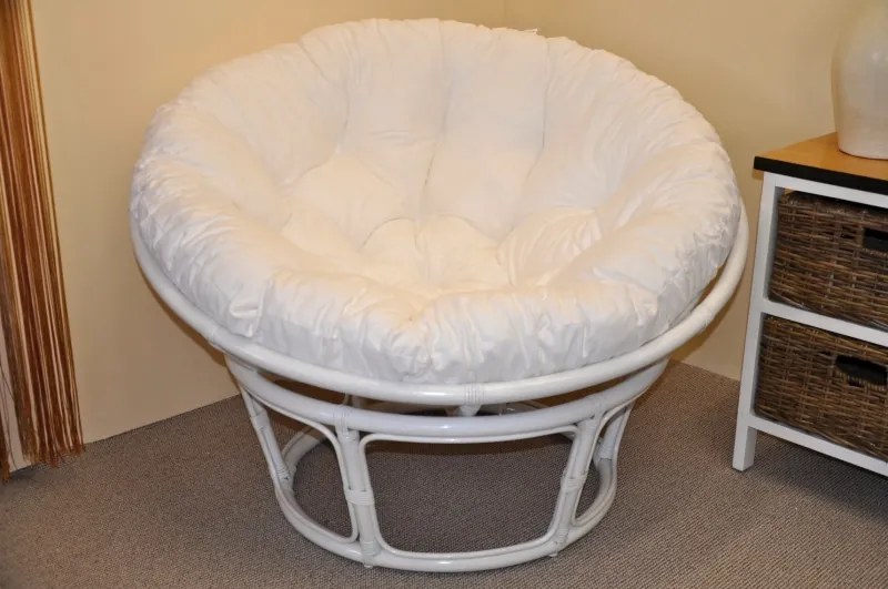 Axin Trading Ratanový papasan 115 cm bílý s polstrem Polstr: Bílý