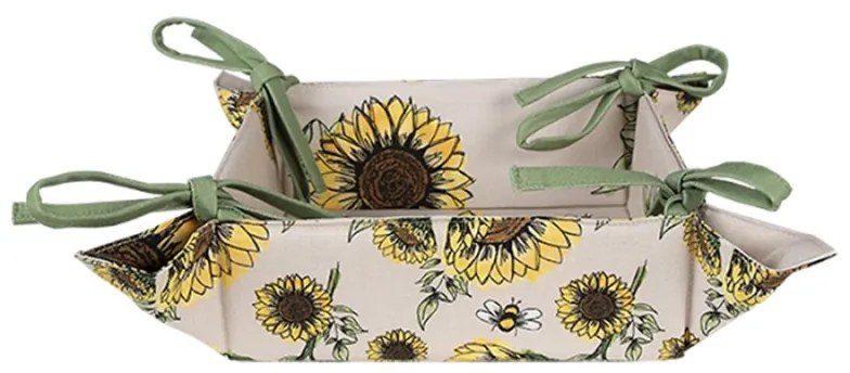 Béžový bavlněný košík na pečivo se slunečnicemi Sunny Sunflowers