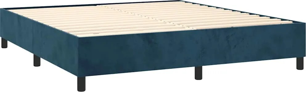 Box spring postel s matrací a LED tmavě modrá 160x200 cm samet 3139575
