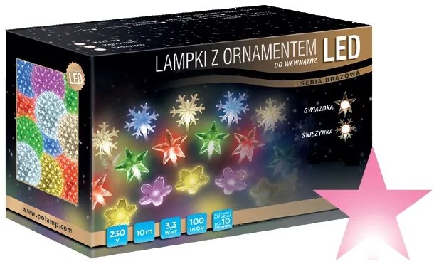 LED osvětlení vnitřní - hvězda, růžová, 10 m