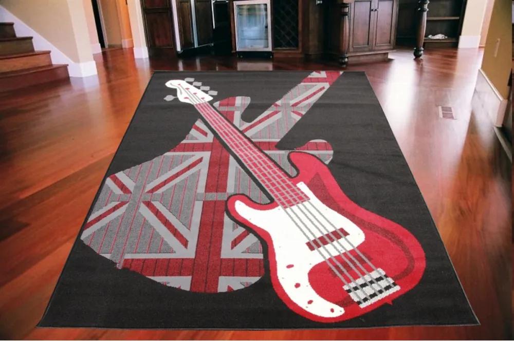 Kusový koberec PP Britská kytara černý, Velikosti 160x225cm | BIANO