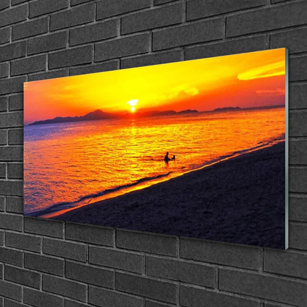 Obraz na skle Moře Slunce Pláž Krajina 125x50 cm