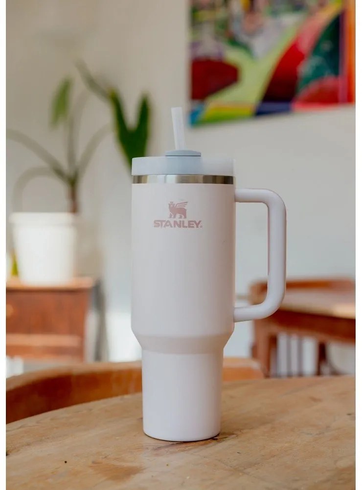 Světle růžová termoska s brčkem z nerezové oceli 1,18 l Quencher H2.0 FlowState Tumbler Rose Quartz – Stanley