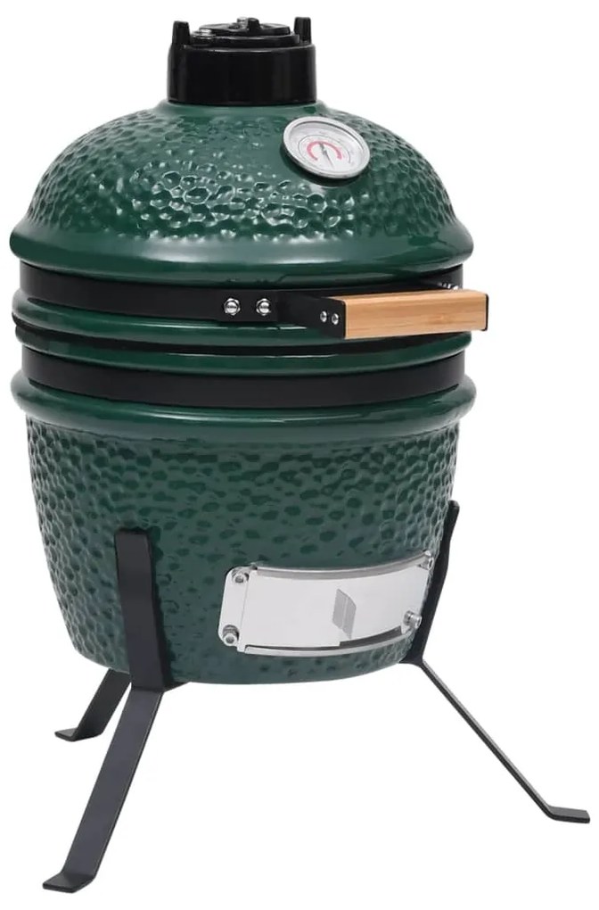 vidaXL Zahradní gril a udírna 2 v 1 Kamado keramický 56 cm zelený