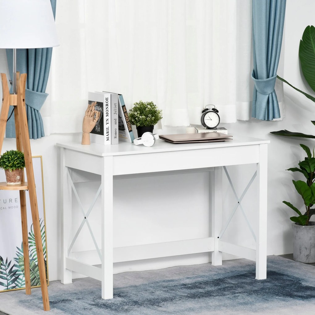 HOMCOM Moderní Stůl Snadno Sestavitelný Počítačový Stůl pro Kancelář, Ložnici nebo Učení 105x50x76 cm Bílý