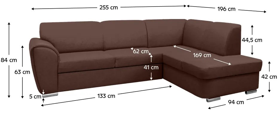 Kondela Sedací souprava, látka hnědá, pravá, KENAI ROH