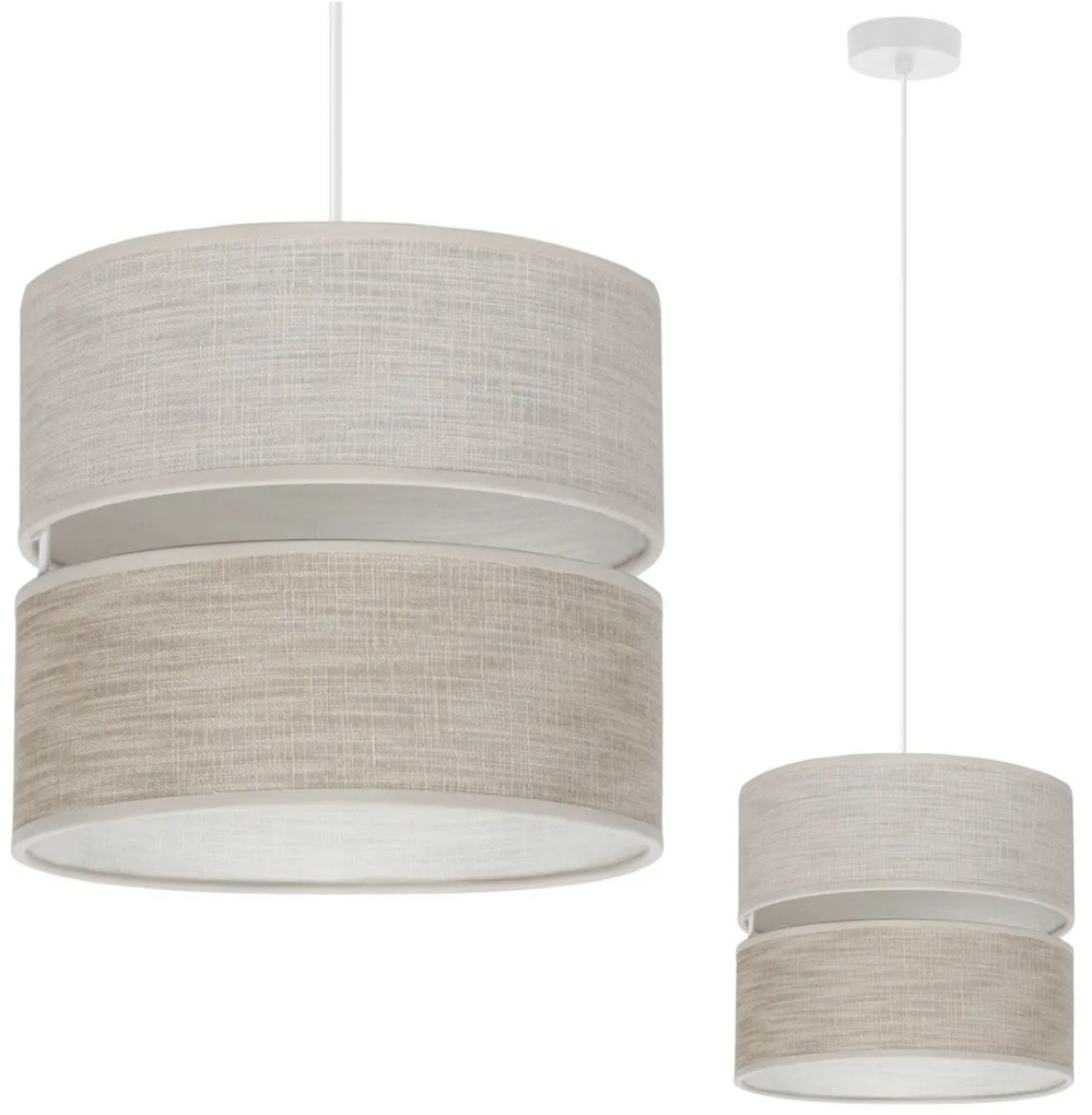 Závěsné svítidlo Jen, 1x béžové/světlobéžové textilní stínítko, (fi 20 cm), w