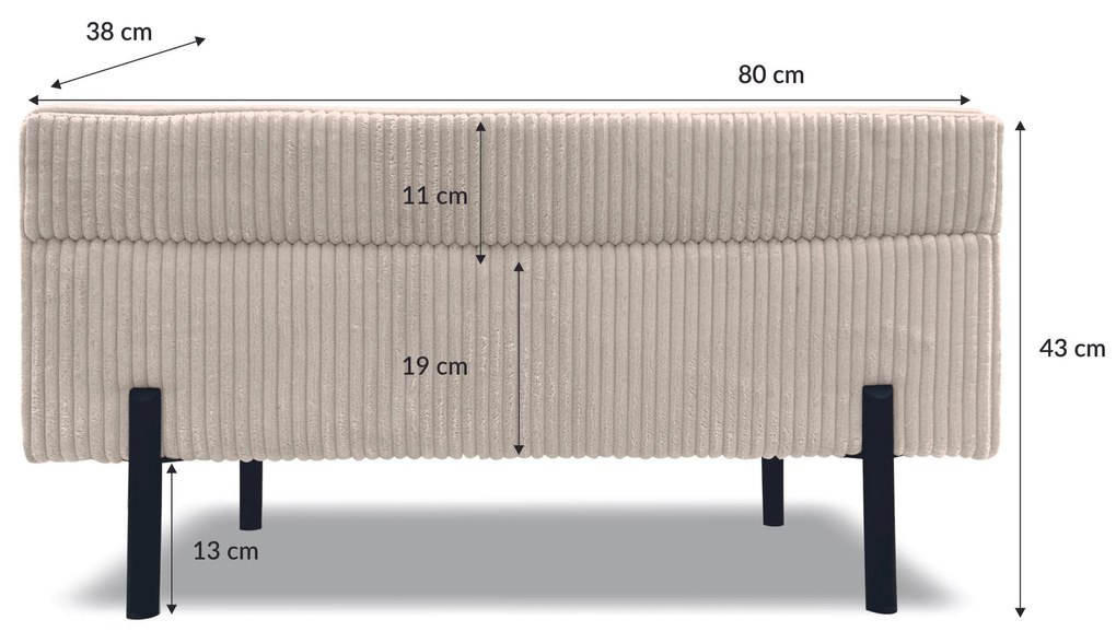 Taburet LANA s úložným prostorem - tmavěhnědý - manšestr - LINCOLN 29