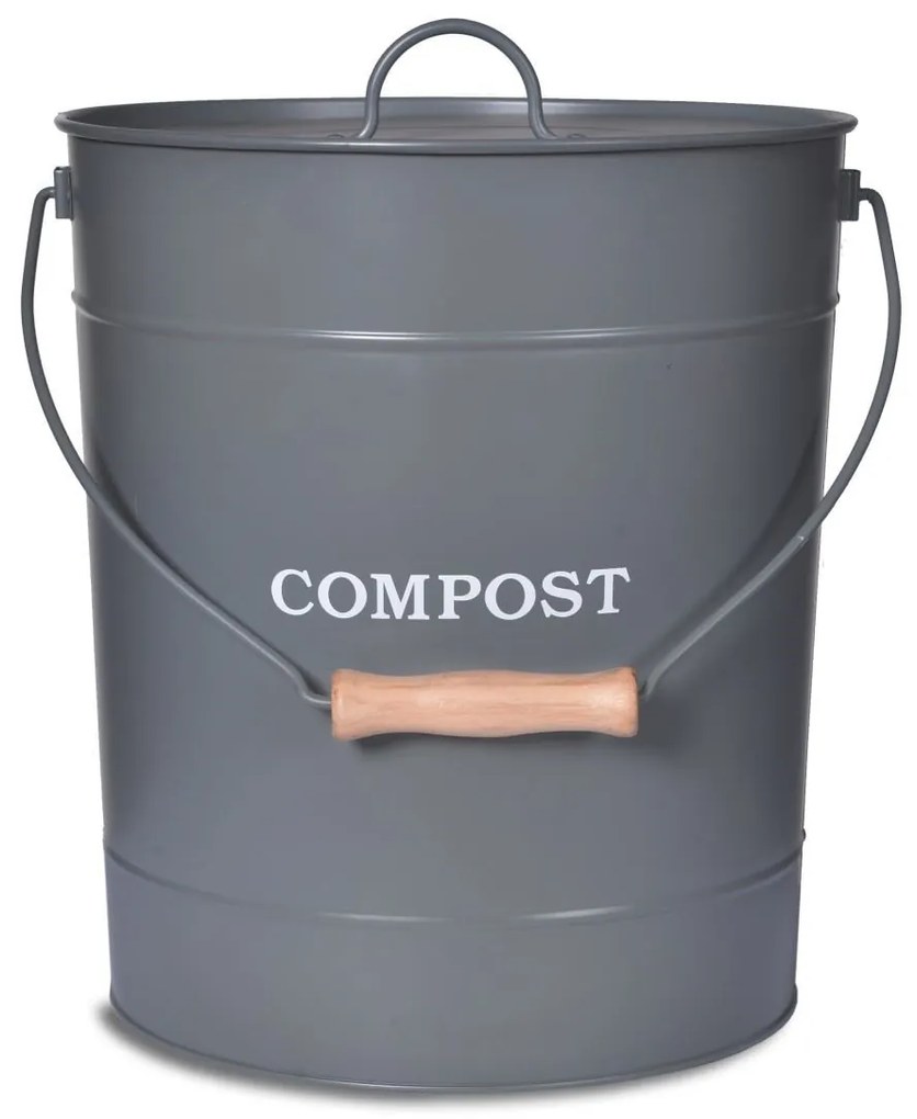 Garden Trading Kyblík na kompost Charcoal 10 l, šedá barva, kov