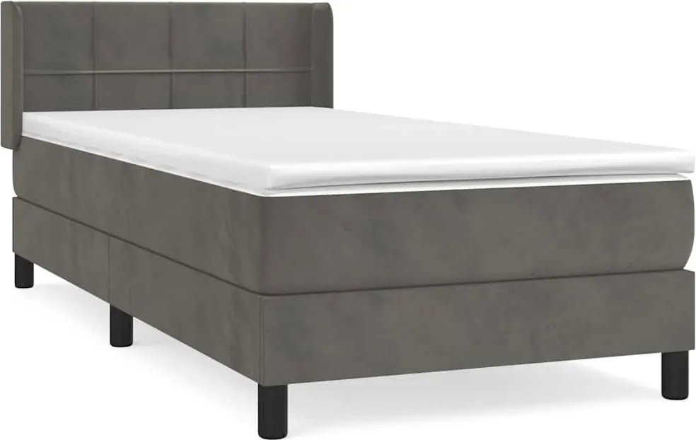 Box spring postel s matrací tmavě šedá 100x200 cm samet 3130944