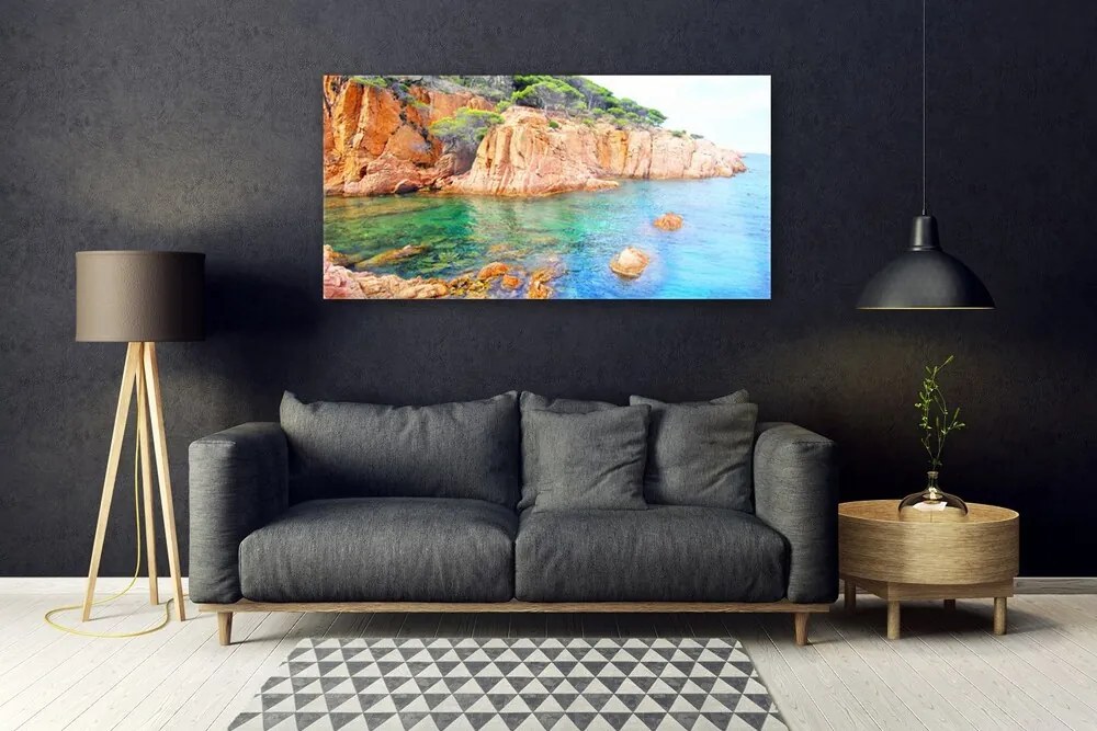 akrylový obraz Skály Moře Krajina 120x60 cm