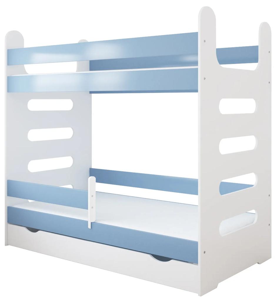 BabyBeds Dětská patrová postel MATI 180x80 Barevné provedení: Modrá, Úložný prostor: Ano, s úložným prostorem