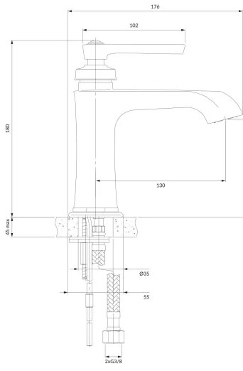 OMNIRES AM5210CR - Umyvadlová baterie ARMANCE 18 cm lesklý chrom