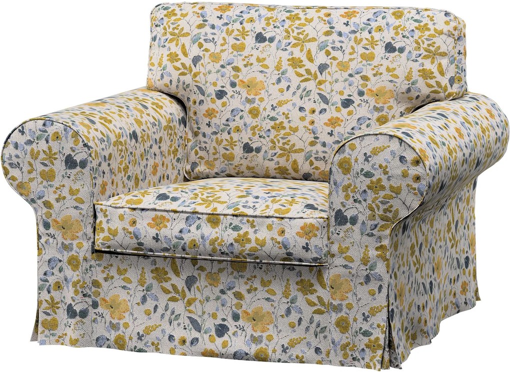 Potah na křeslo IKEA Ektorp barva žlutá látka pletený vzor, vzorované