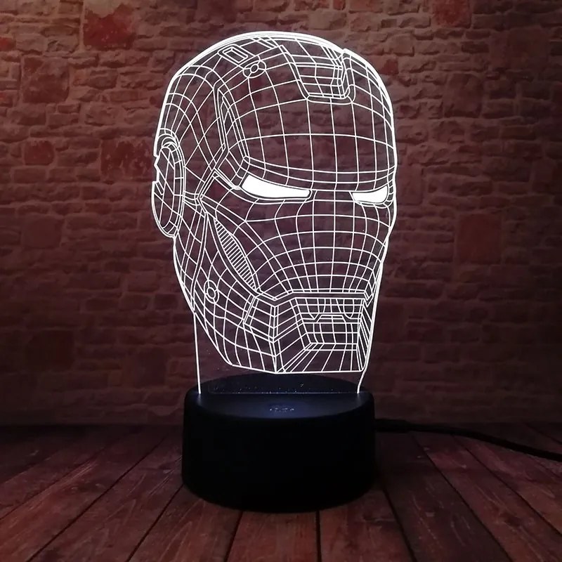 3D LED Lampička Iron Man maska