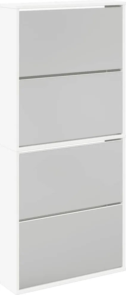 Botník čtyřpatrový zrcadlo bílý 63 x 17 x 134 cm 273936