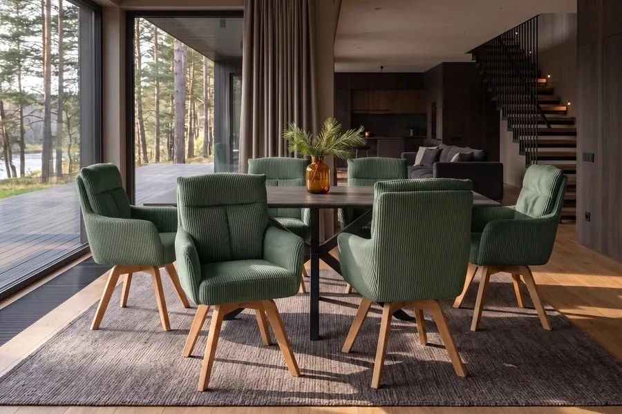 Designová otočná židle Maddison zelený manšestr