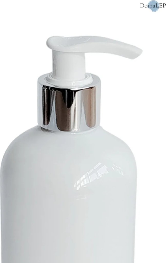 Dávkovač na mýdlo 300 ml bílý s bílo-stříbrnou pumpičkou BELA