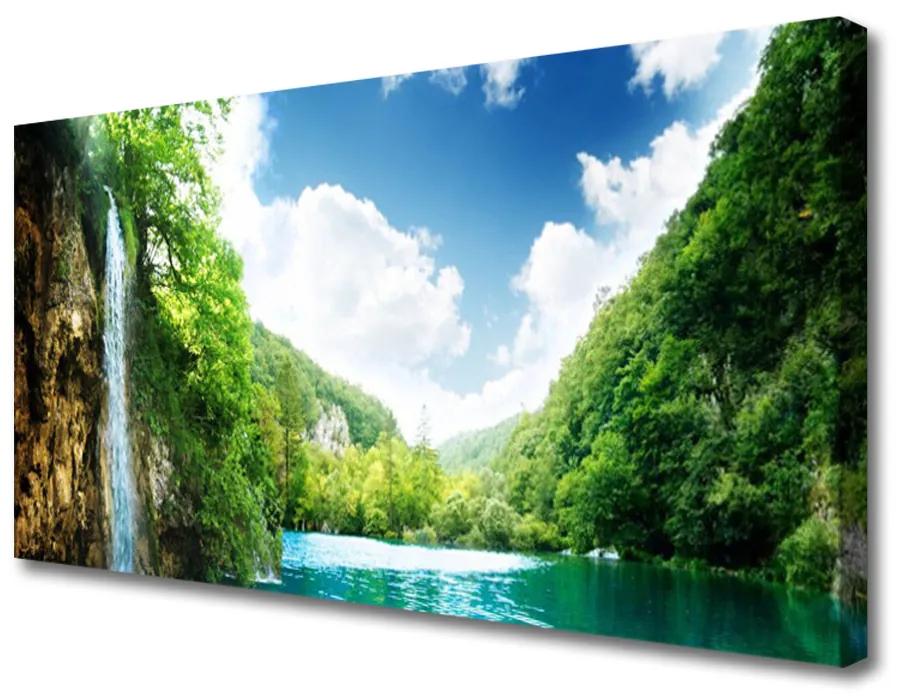 Obraz na plátně Hora Les Jezero Příroda 120x60 cm