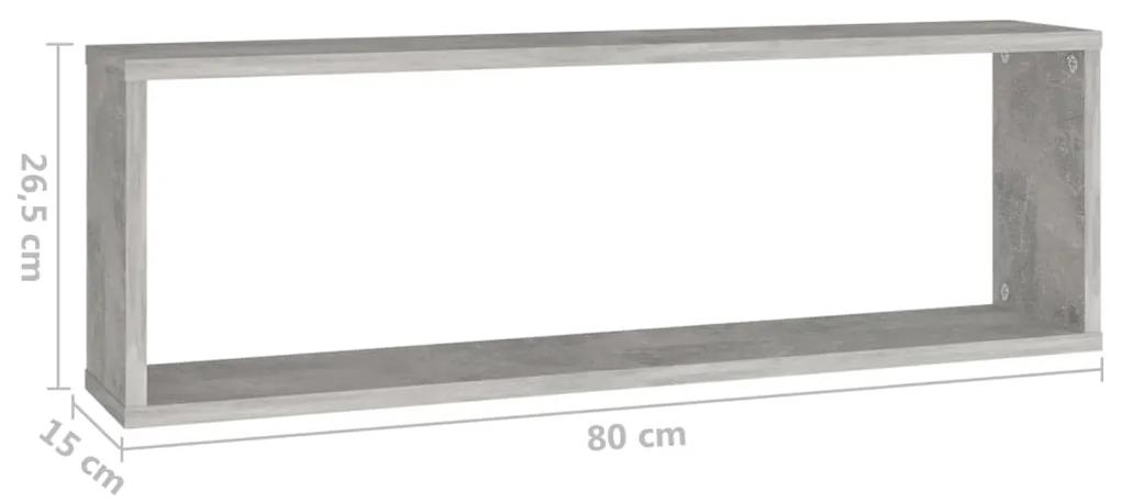 vidaXL Nástěnné obdélníkové police 6 ks šedé 80x15x26,5 cm dřevotříska