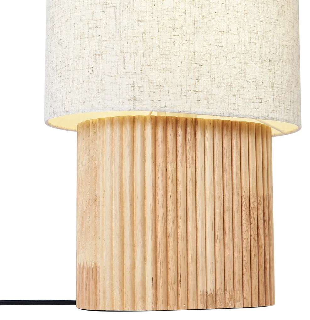 Dřevěná stolní lampa Japandi s lněným stínidlem 70 cm - Lamel
