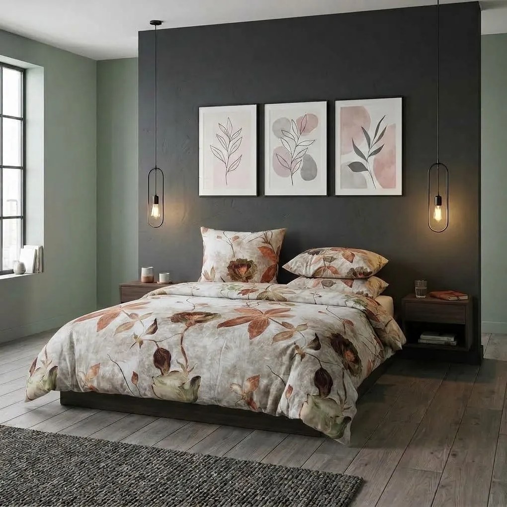 Kvalitex Saténové povlečení Podzimní herbář 1x 200/200, 2x 70/90cm