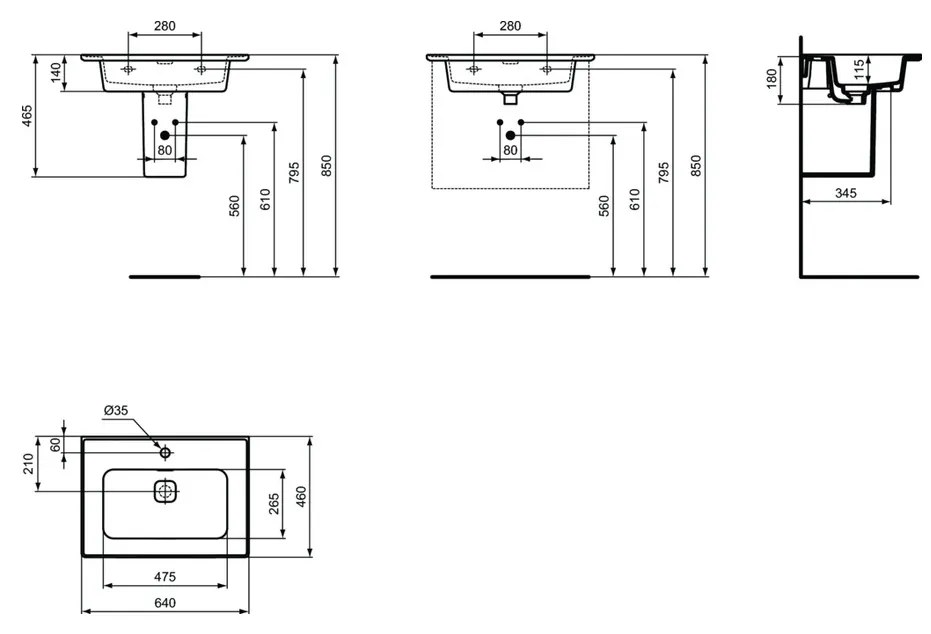 Ideal Standard Strada II - Nábytkové umyvadlo 600 mm, Bílá, T299101