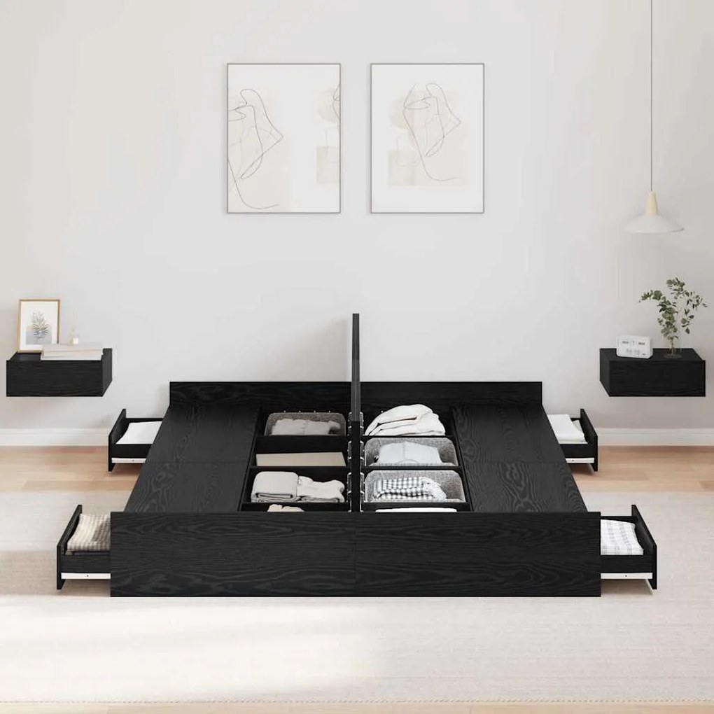 Rám postele s úložným prostorem s čelo Černý dub 140 x 190 cm 3335310