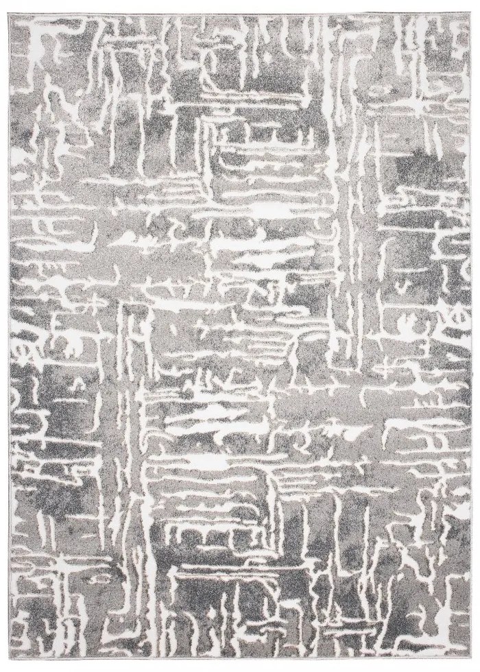 Šedý designový koberec se světlým abstraktním vzorem Šířka: 120 cm | Délka: 170 cm
