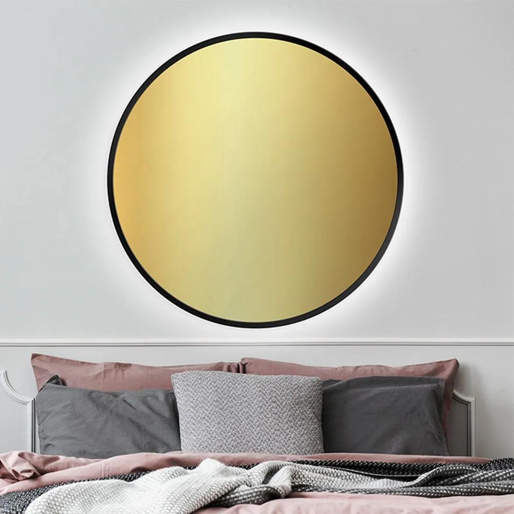 Zrcadlo Nordic Black LED - gold glass Rozměr: ø 105 cm