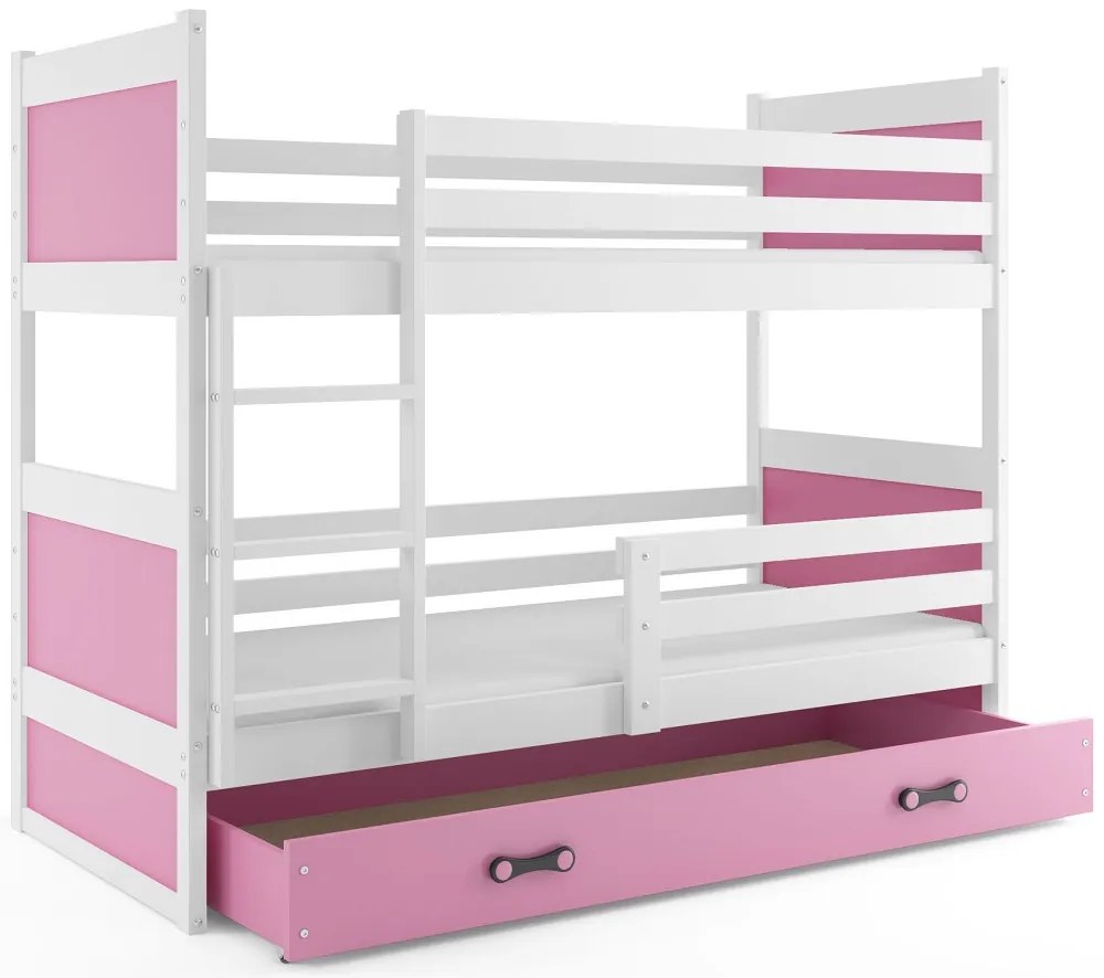 BMS Group Dětská patrová postel s úložným prostorem RICO bílá Velikost postele: 160x80 cm, Barva šuplíku: Bílá