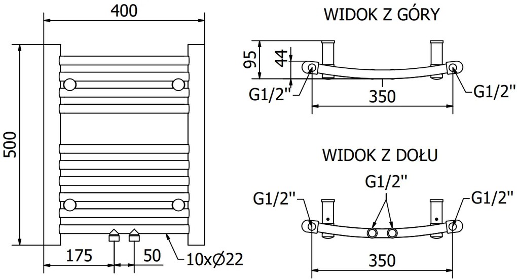 Mexen Ares, topné těleso 500x400 mm, 141 W, zlatá lesklá, W102-0500-400-00-50