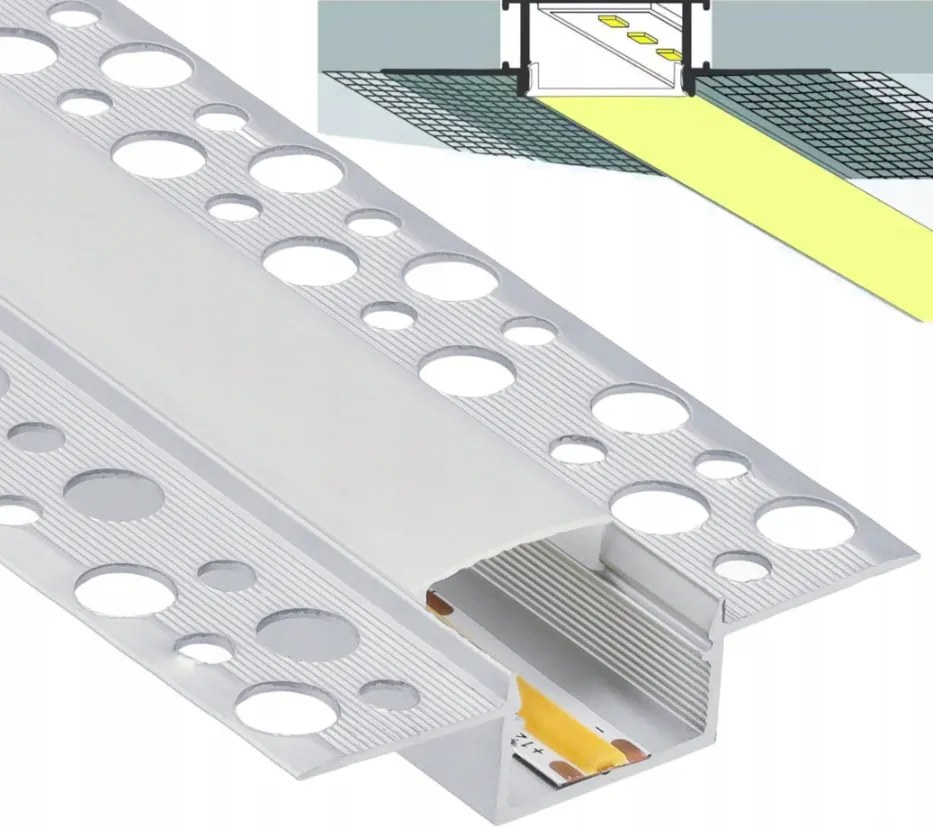 ECOLIGHT LED hliníkový profil 2m zapuštěný - SADA