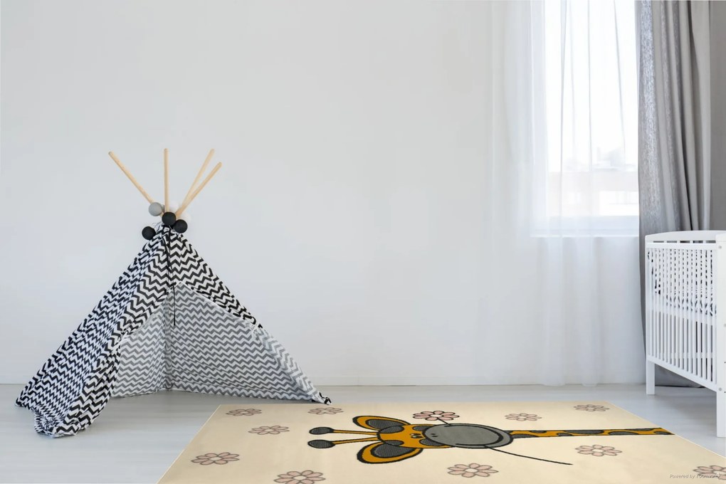 Alfa Carpets, Dětský kusový koberec Žirafa, 120x170, béžová, dětský pokoj